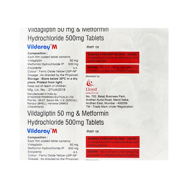 Buy VILDARAY M Tablet 15's Online at Upto 25% OFF | Netmeds