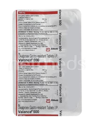 Valance 500mg Tablet 10'S - Buy Medicines online at Best Price from ...