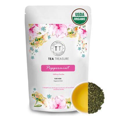 Tea Treasure Caffeine Free Tea Leaves - Peppermint 100 gm (Pouch)