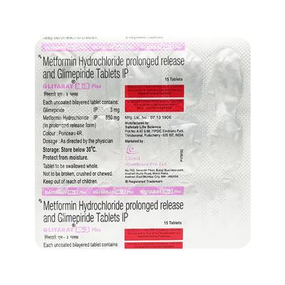 GLITARAY M3 PLUS Tablet 15's : Price, Uses, Side Effects | Netmeds