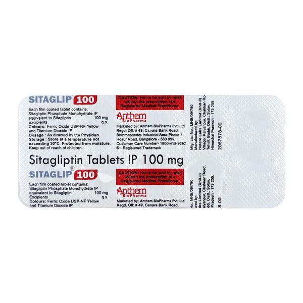 Buy SITAGLIP 100 Tablet 10's Online at Upto 25% OFF | Netmeds