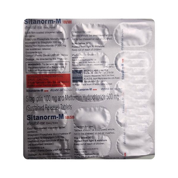 Buy SITANORM M 100/500 Tablet 15's Online at Upto 25% OFF | Netmeds