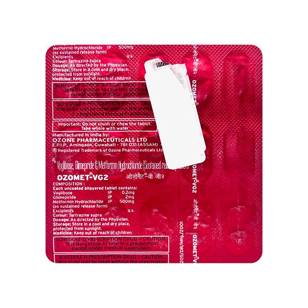Ozomet VG 2mg Tablet 15'S : Price, Uses, Side Effects | Netmeds
