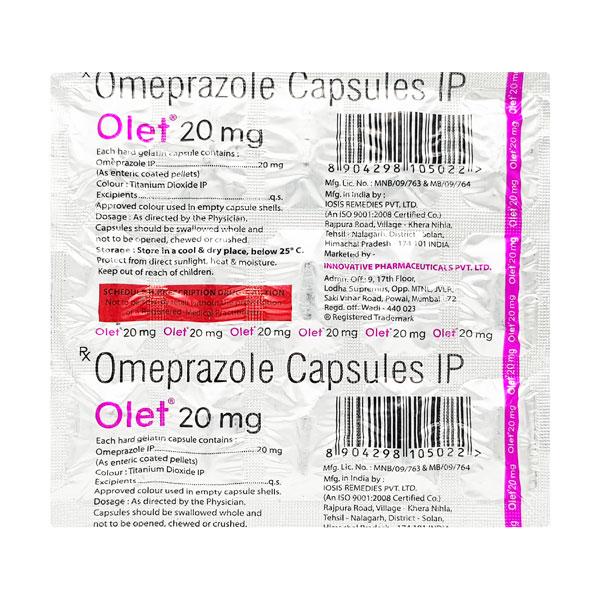 Buy OLET 20 Capsule 15's Online at Upto 25% OFF | Netmeds