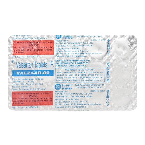 VALZAAR 80mg Tablet 15's : Price, Uses, Side Effects | Netmeds