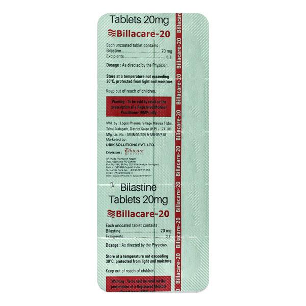 Buy BILLACARE 20 Tablet 10's Online at Upto 25% OFF | Netmeds