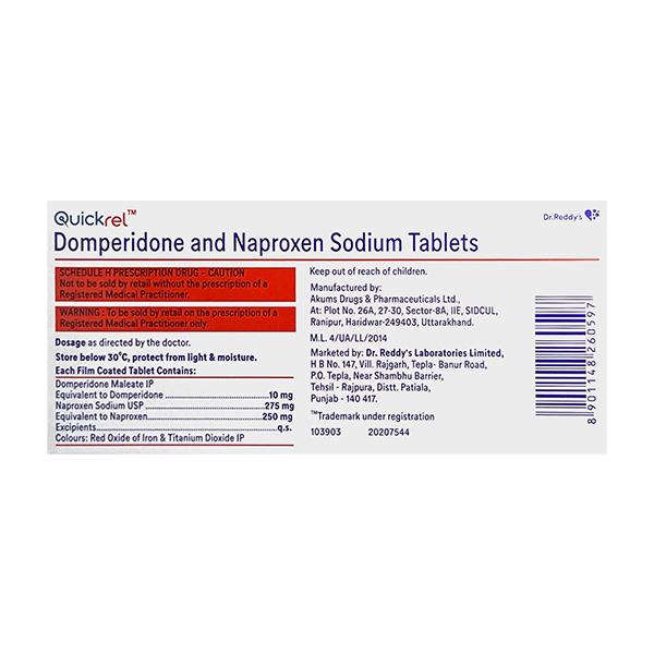 Buy QUICKREL 10/250mg Tablet 10's Online | Netmeds