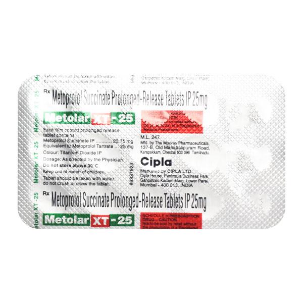 METOLAR XT 25 Tablet 15's : Price, Uses, Side Effects | Netmeds