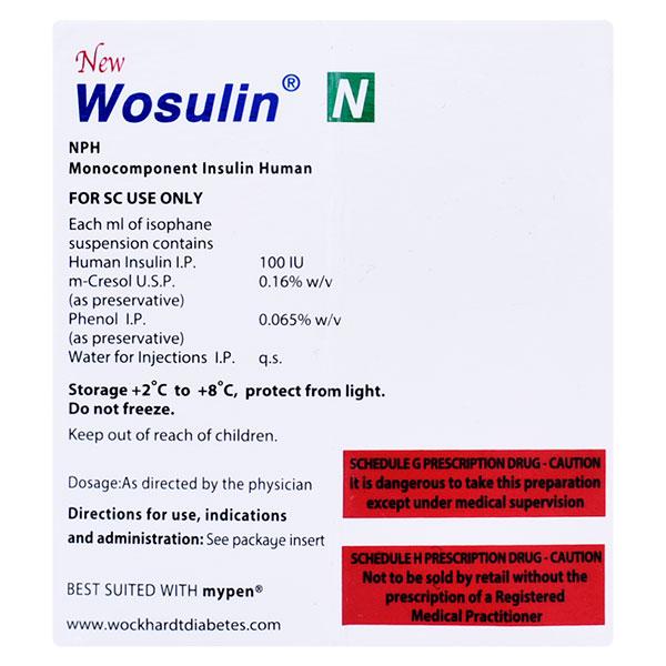 WOSULIN N NEW 100iu Cartridge 3x3ml : Price, Uses, Side Effects | Netmeds