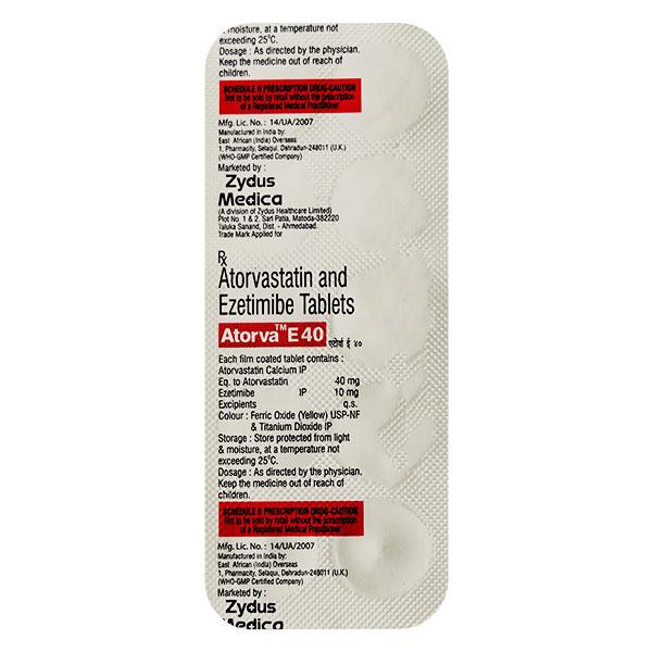 Buy ATORVA E 40 Tablet 10's Online at Upto 25% OFF | Netmeds