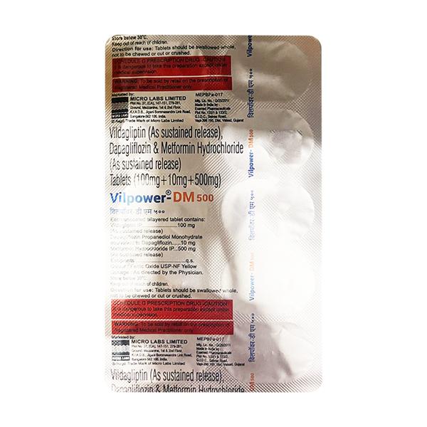 Buy VILPOWER DM 500 Tablet 10's Online at Upto 25% OFF | Netmeds