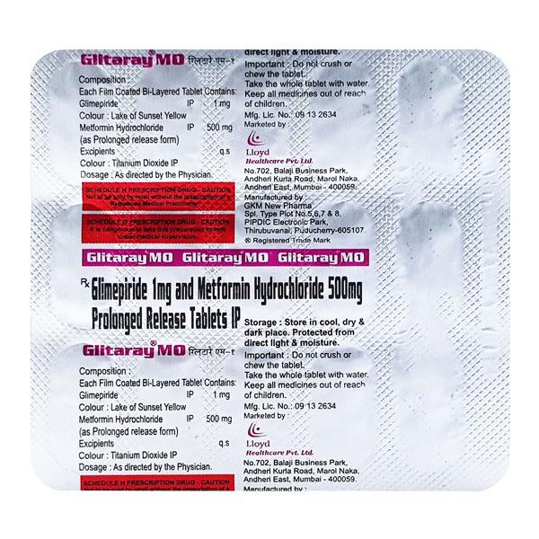 Glitaray M 1mg Tablet 15'S : Price, Uses, Side Effects | Netmeds