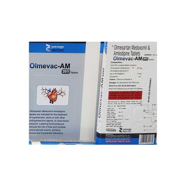 OLMEVAC AM 20 Tablet 10's : Price, Uses, Side Effects | Netmeds