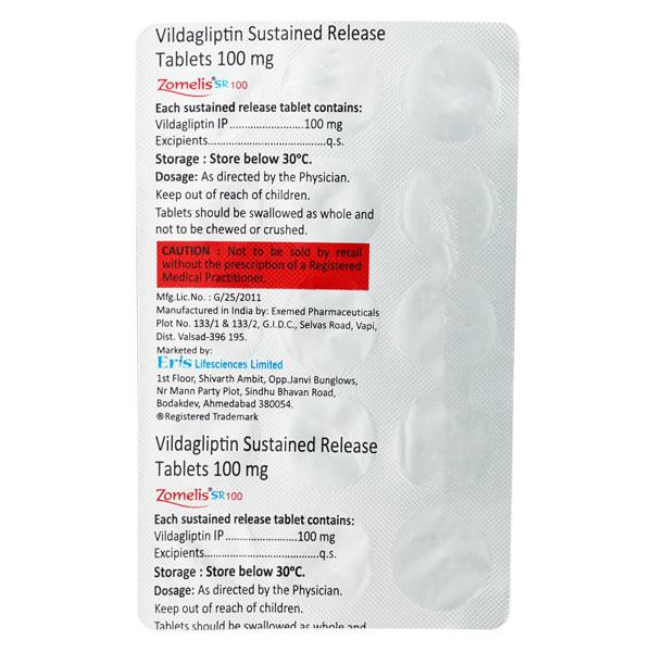 ZOMELIS SR 100 Tablet 15's : Price, Uses, Side Effects | Netmeds