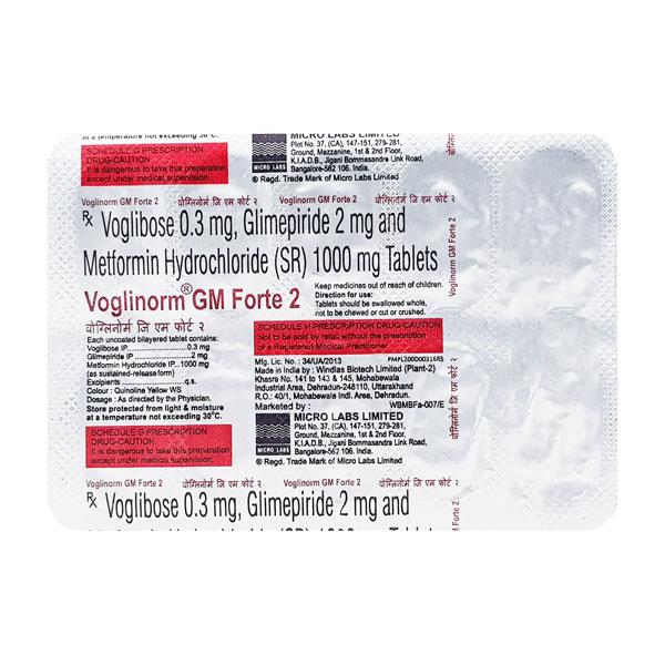 Voglinorm GM Forte 2mg Tablet 10'S : Price, Uses, Side Effects | Netmeds