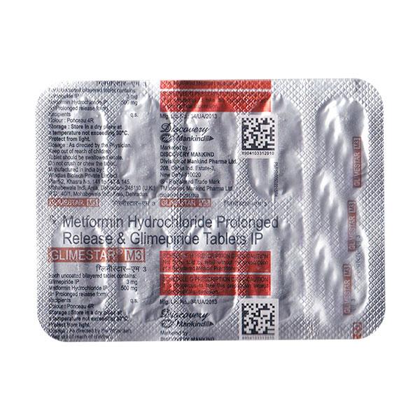 Glimestar M3 Tablet 10'S : Price, Uses, Side Effects | Netmeds