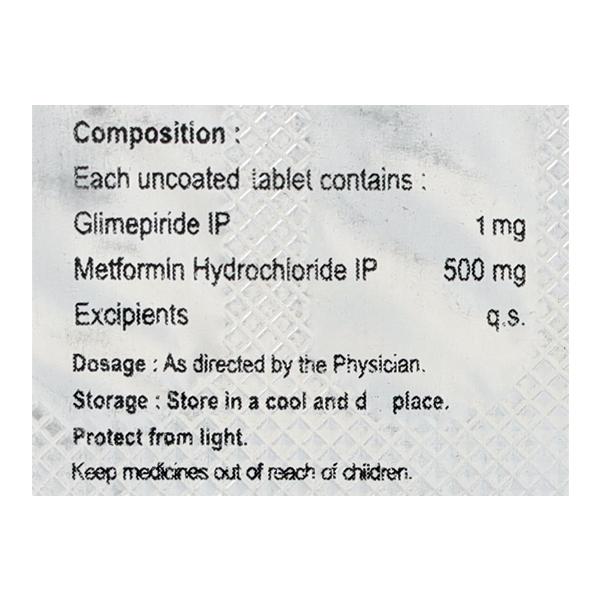 GLIMED MF 1mg Tablet 10's : Price, Uses, Side Effects | Netmeds