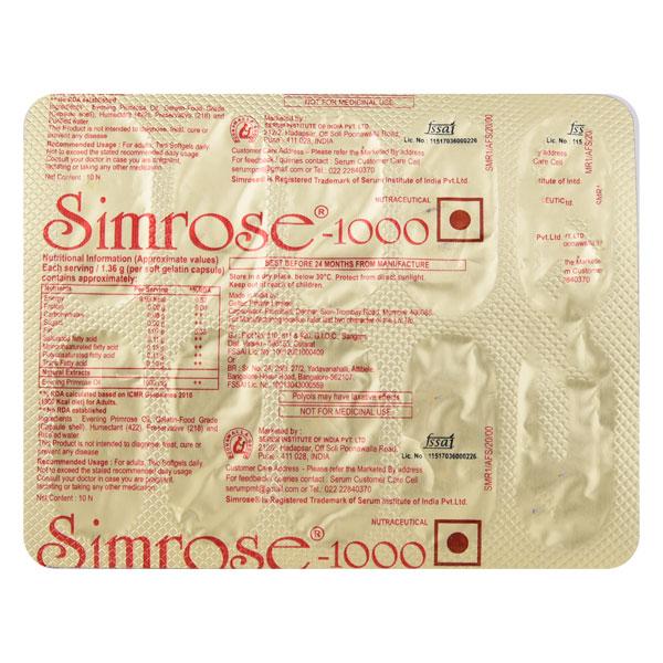 Buy Simrose 1000 mg Capsule 10'S Online at Upto 25% OFF | Netmeds