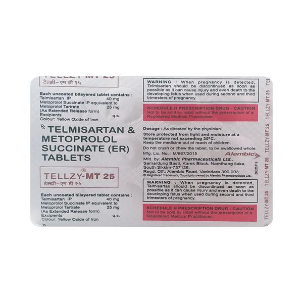 Buy Tellzy MT 25mg Tablet 15'S Online up to 25% Off | Netmeds