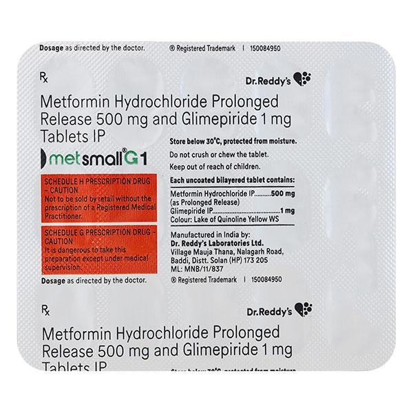 METSMALL G 1 Tablet 15's : Price, Uses, Side Effects | Netmeds