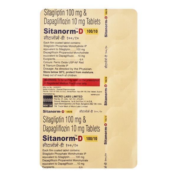 Buy SITANORM D 100/10 Tablet 15's Online at Upto 25% OFF | Netmeds