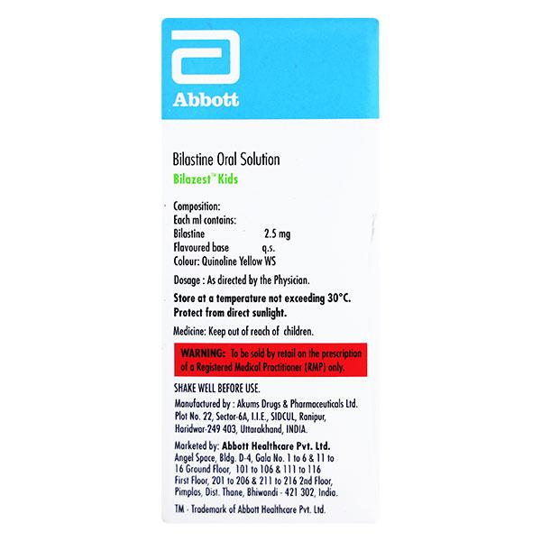 Buy BILAZEST KIDS Oral Solution 60ml Online at Upto 25% OFF | Netmeds