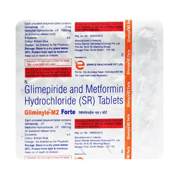Buy GLIMINYLE M FORTE 2 Tablet 15's Online at Upto 25% OFF | Netmeds