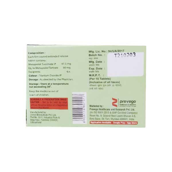 METORDIL XL 50 Tablet 15's : Price, Uses, Side Effects | Netmeds