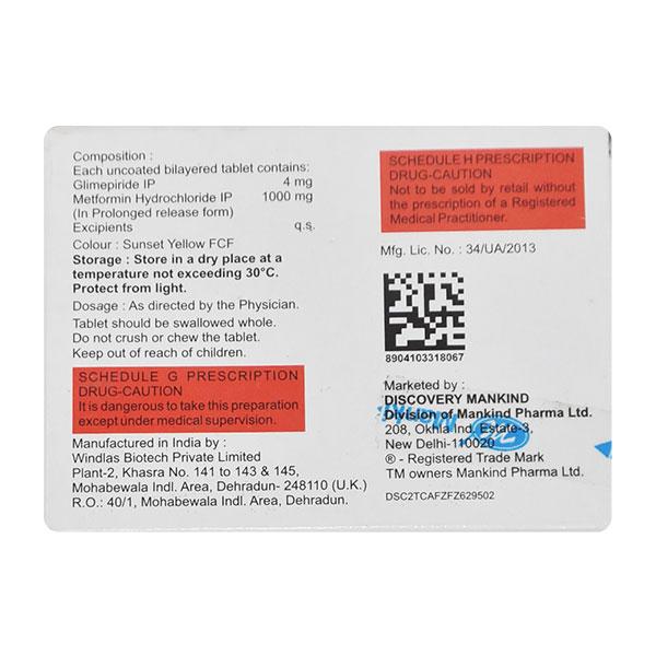 Glimestar M4 Forte Tablet 10'S : Price, Uses, Side Effects | Netmeds