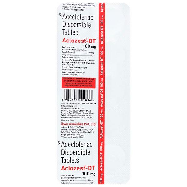 Buy ACLOZEST DT 100mg Tablet 10's Online at Upto 25% OFF | Netmeds