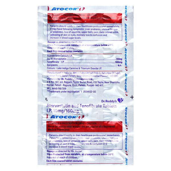 Buy Atocor F Tablet 15'S Online at Upto 25% OFF | Netmeds