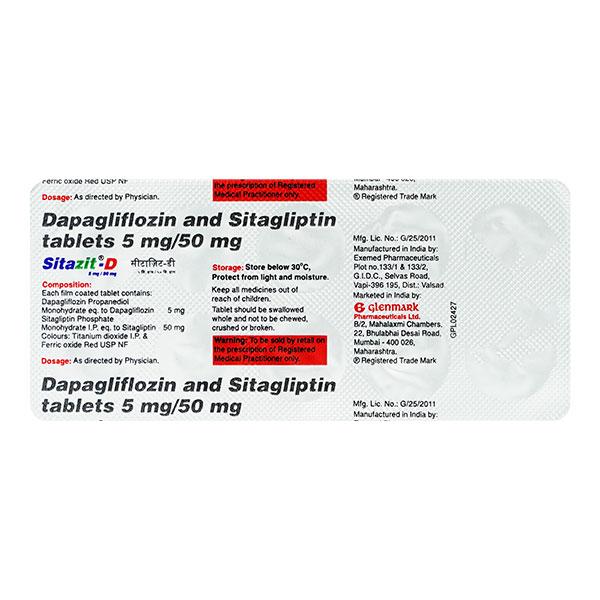 Buy SITAZIT D 5/50 Tablet 10's Online at Upto 25% OFF | Netmeds