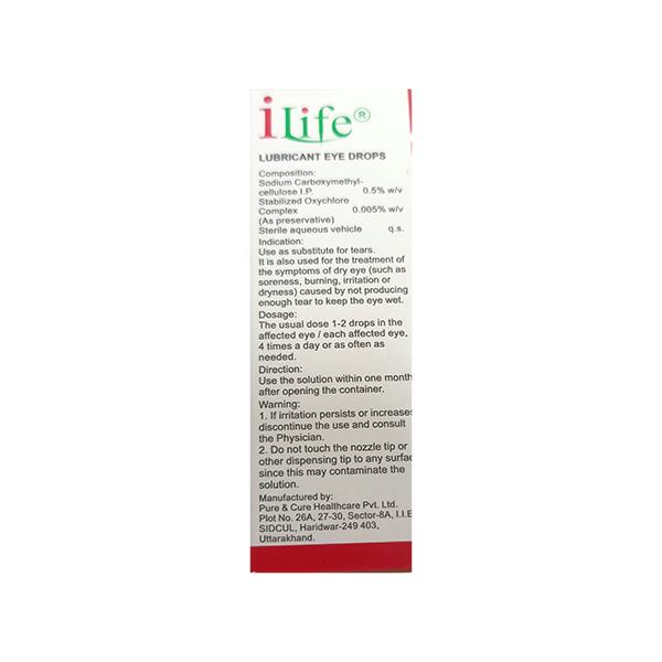 Buy ILIFE Lubricant 0.5% Eye Drops 10ml Online at Upto 25% OFF | Netmeds
