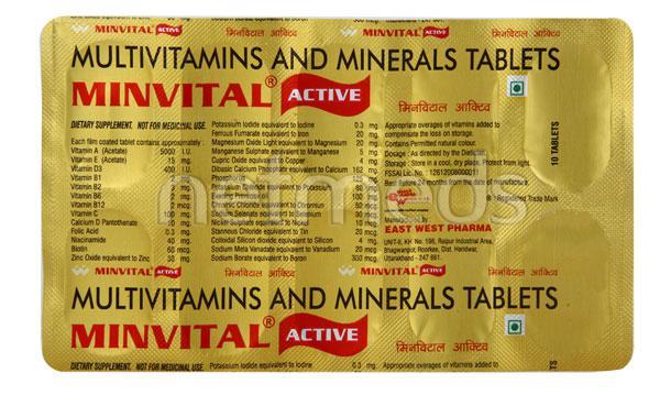 Buy Minvital Active Tablet 10'S Online at Upto 25% OFF | Netmeds
