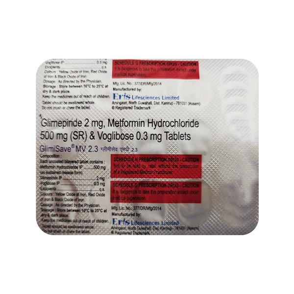 Buy GLIMISAVE MV 2.3 Tablet 15's Online at Upto 25% OFF | Netmeds