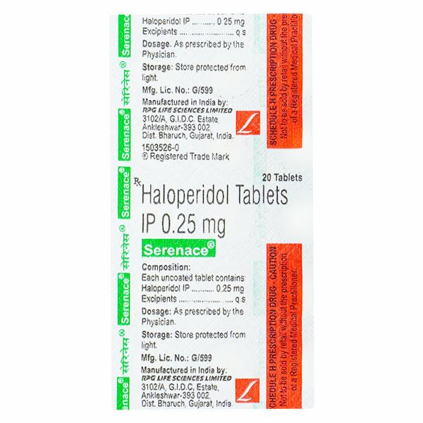 SERENACE 0.25 Tablet 20's - Price, Uses, Side Effects, and Substitutes ...