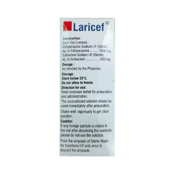 Buy LARICEF 1.5gm Injection 1's Online at Upto 25% OFF | Netmeds