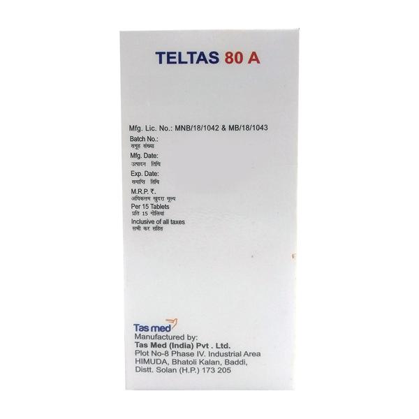 TELTAS 80 A Tablet 15's : Price, Uses, Side Effects | Netmeds