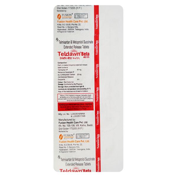 Buy TELDAWN BETA 40/25 Tablet 10's Online at Upto 25% OFF | Netmeds