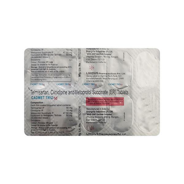 CADMET TRIO 50 Tablet 10's : Price, Uses, Side Effects | Netmeds