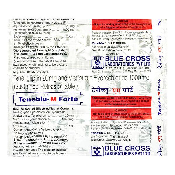 Teneblu M Forte Tablet 15's : Price, Uses, Side Effects | Netmeds