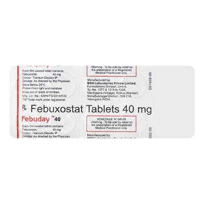 Buy Febuday 40mg Tablet 10'S Online at Upto 25% OFF | Netmeds