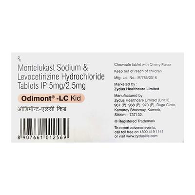 ODIMONT LC KID CHERRY FLAVOUR Chewable Tablet 15's Price, Uses, Side ...