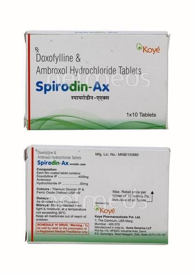Buy Spirodin AX Tablet 10'S Online at Upto 25% OFF | Netmeds