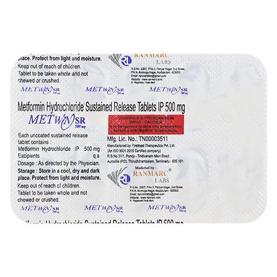 METWIN SR 500mg Tablet 10's : Price, Uses, Side Effects | Netmeds