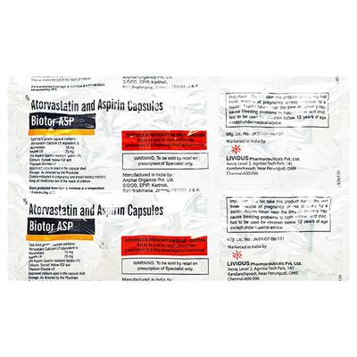 BIOTOR ASP 10 Capsule 10's Price, Uses, Side effects, Substitutes | Netmeds