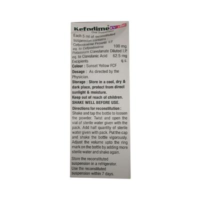 Buy KEFODIME CV 100 Mixed Fruit Flavour Oral Suspension 30ml Online at ...