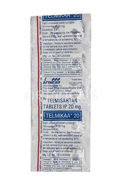 Telmikaa 20mg Tablet 10'S : Price, Uses, Side Effects | Netmeds