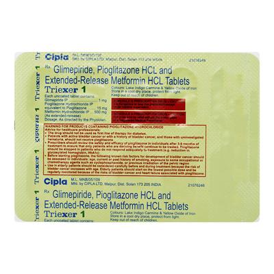 Triexer 1mg Tablet 10'S : Price, Uses, Side Effects | Netmeds