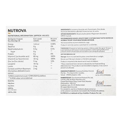 NUTROVA CAROSHIELD NUTRACEUTICAL VEG Capsule 30's